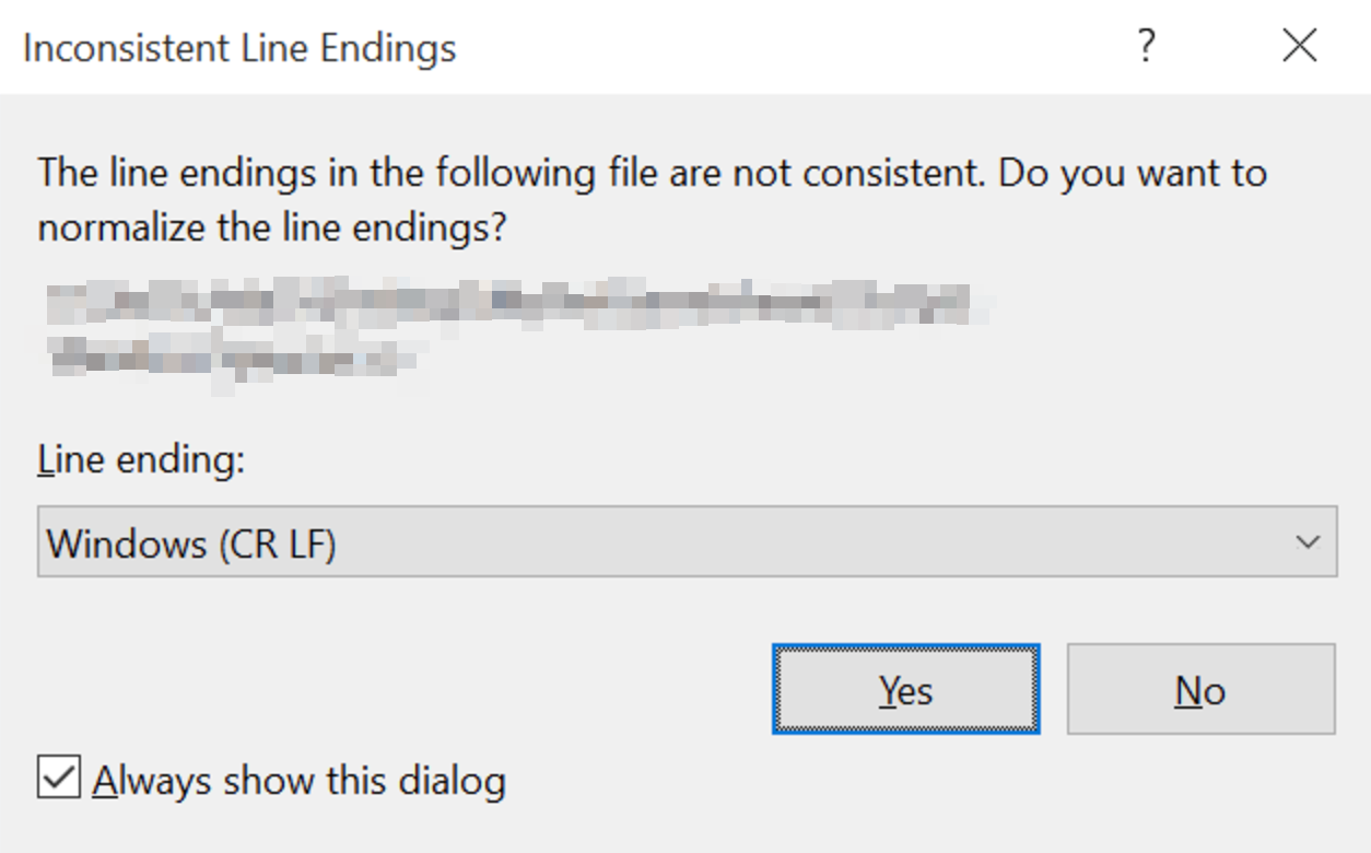 Visual Studio 不一致的行尾 是否將行尾標準化 (CRLF) - 理工宅